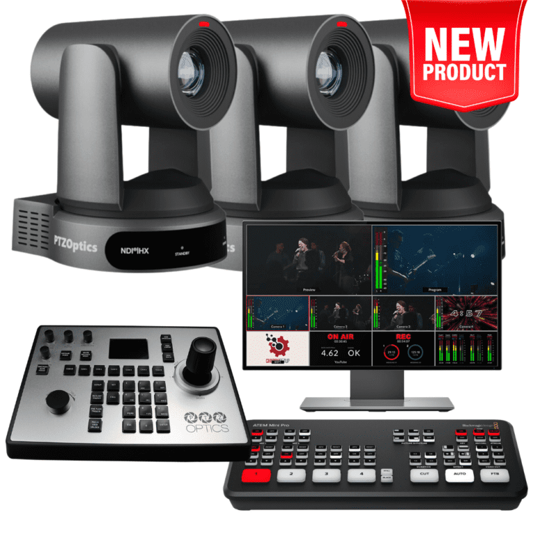 PTZOptics 2-Camera Move 4K PTZ 30X Zoom Streaming Kit (ATEM Mini Pro ...