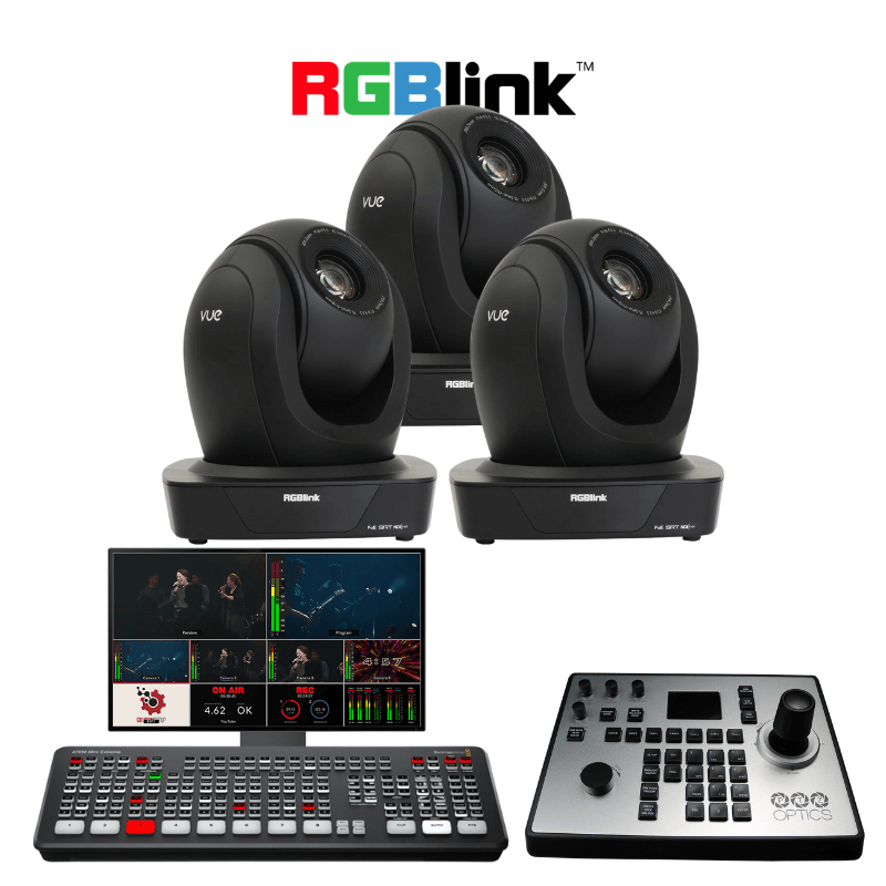 RGBlink Vue 20X PTZ 3-Camera Streaming Kit - Church Live Streaming ...